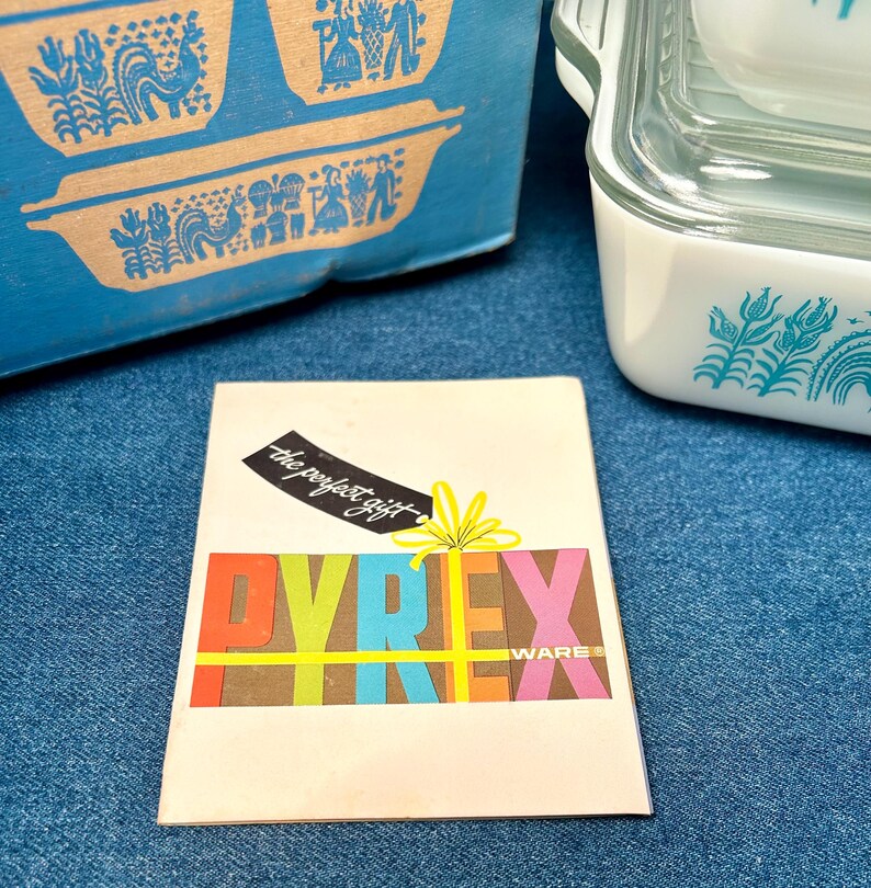 Vintage Pyrex Butterprint Refrigerator Set Original Box Complete NOS ...