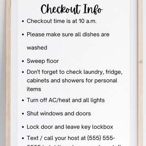 Customizable Airbnb VRBO Host Signs House Rules FAQ Checkin/checkout ...