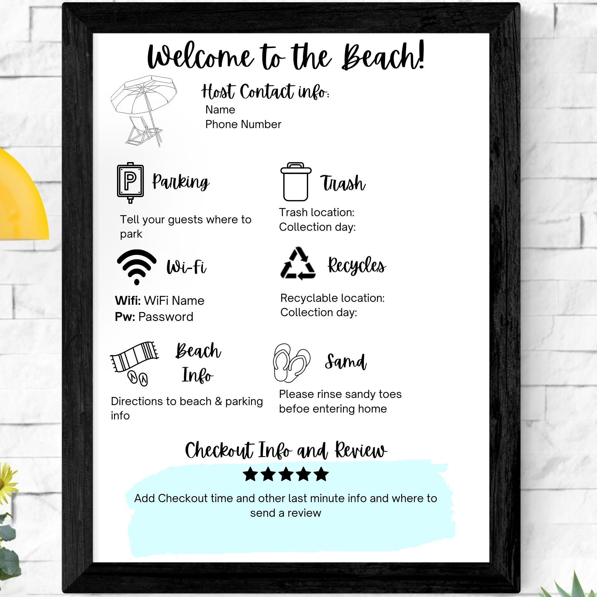 Airbnb Bundle of Beach Themed Signs, Vacation Rental Printable ...