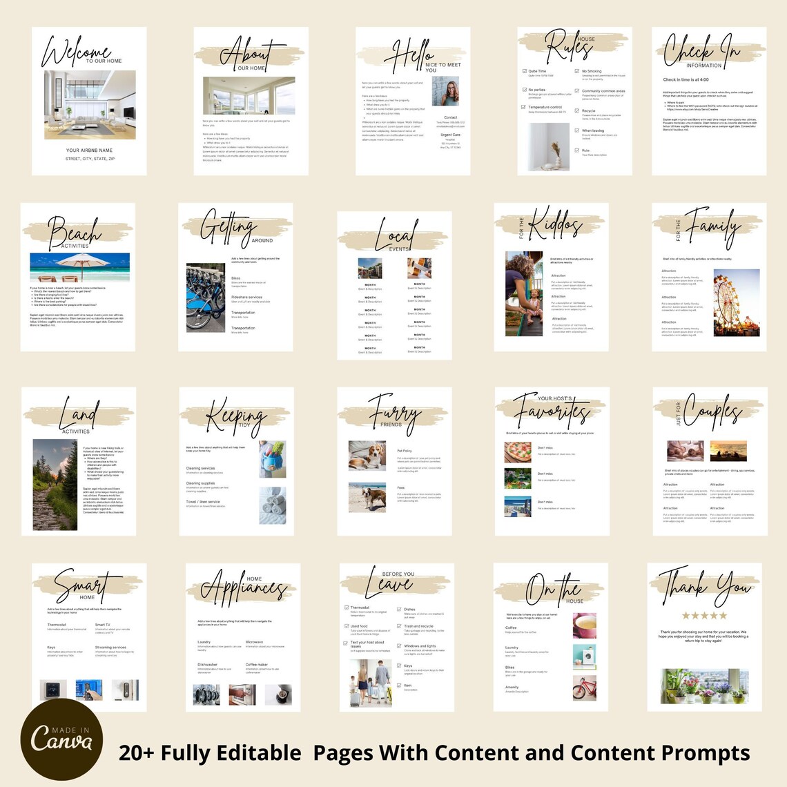 Airbnb Welcome Book Template Modern Beach House Airbnb House Guide ...