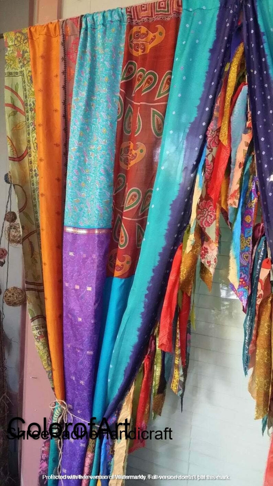 2 Pcs of Indian Curtain Saree Silk Curtain Sari Boho Curtain - Etsy