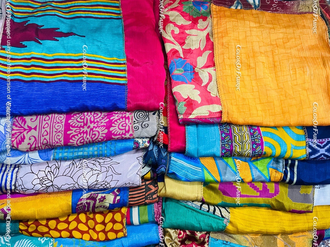 Wholesale Lot of Used Silk Sari for Fiber Arts and Craft Repurposing ...