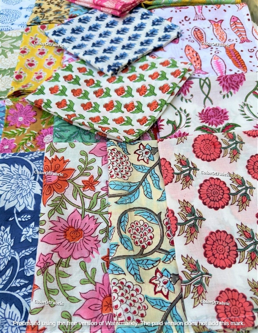 Assorted Napkin Set, 50 Pack of Hand Block Printed Napkins, Bohemian ...