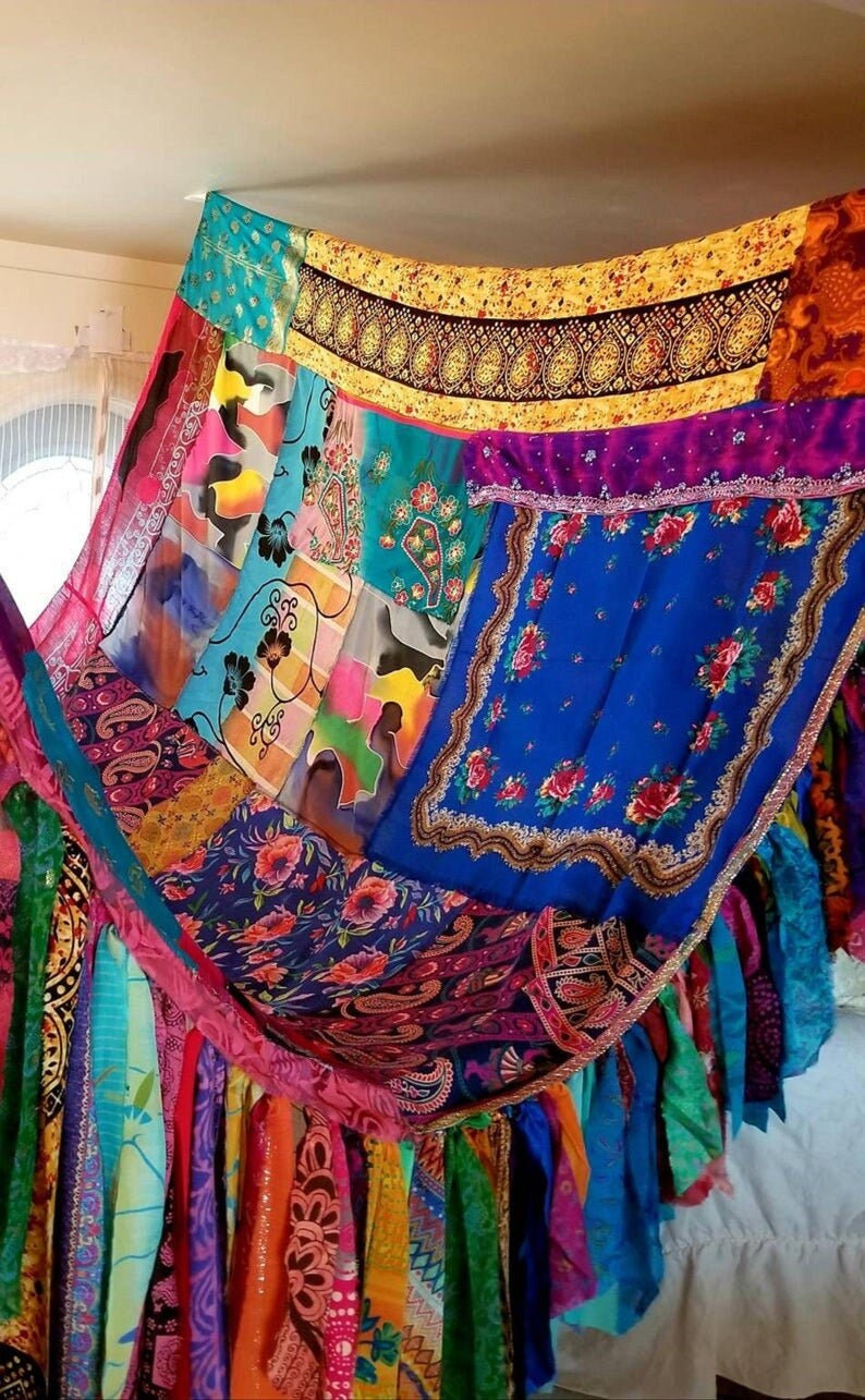 Bed Canopy Silk Bohemian Hippy Scarves Gypsy Hippie Canopies - Etsy
