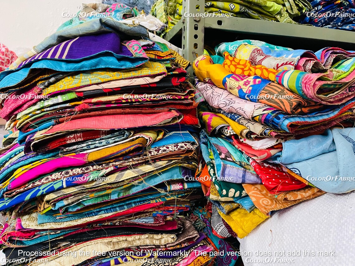 Wholesale Lot of Used Silk Sari for Fiber Arts and Craft Repurposing ...