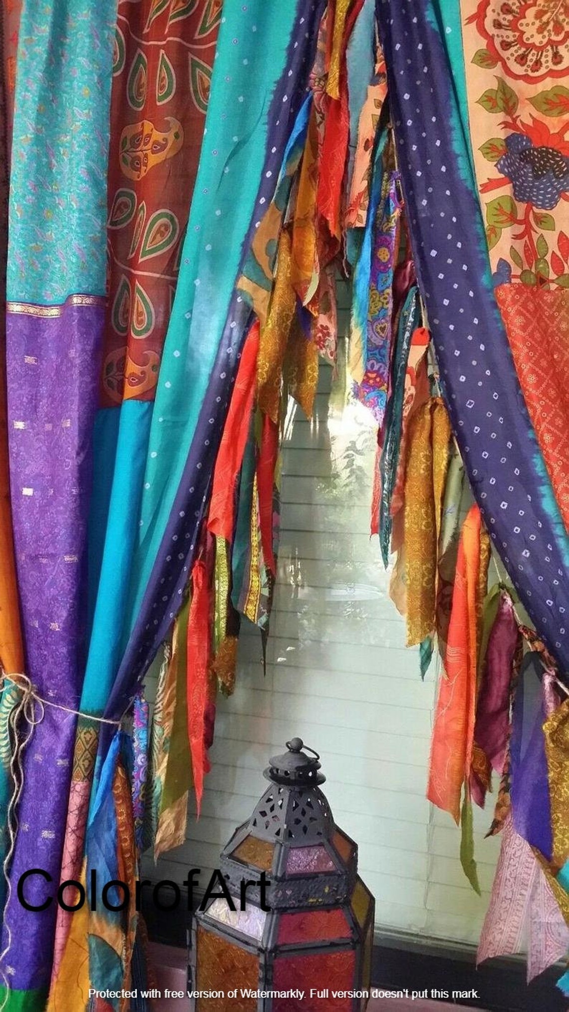 2 Pcs of Indian Curtain Saree Silk Curtain Sari Boho Curtain - Etsy