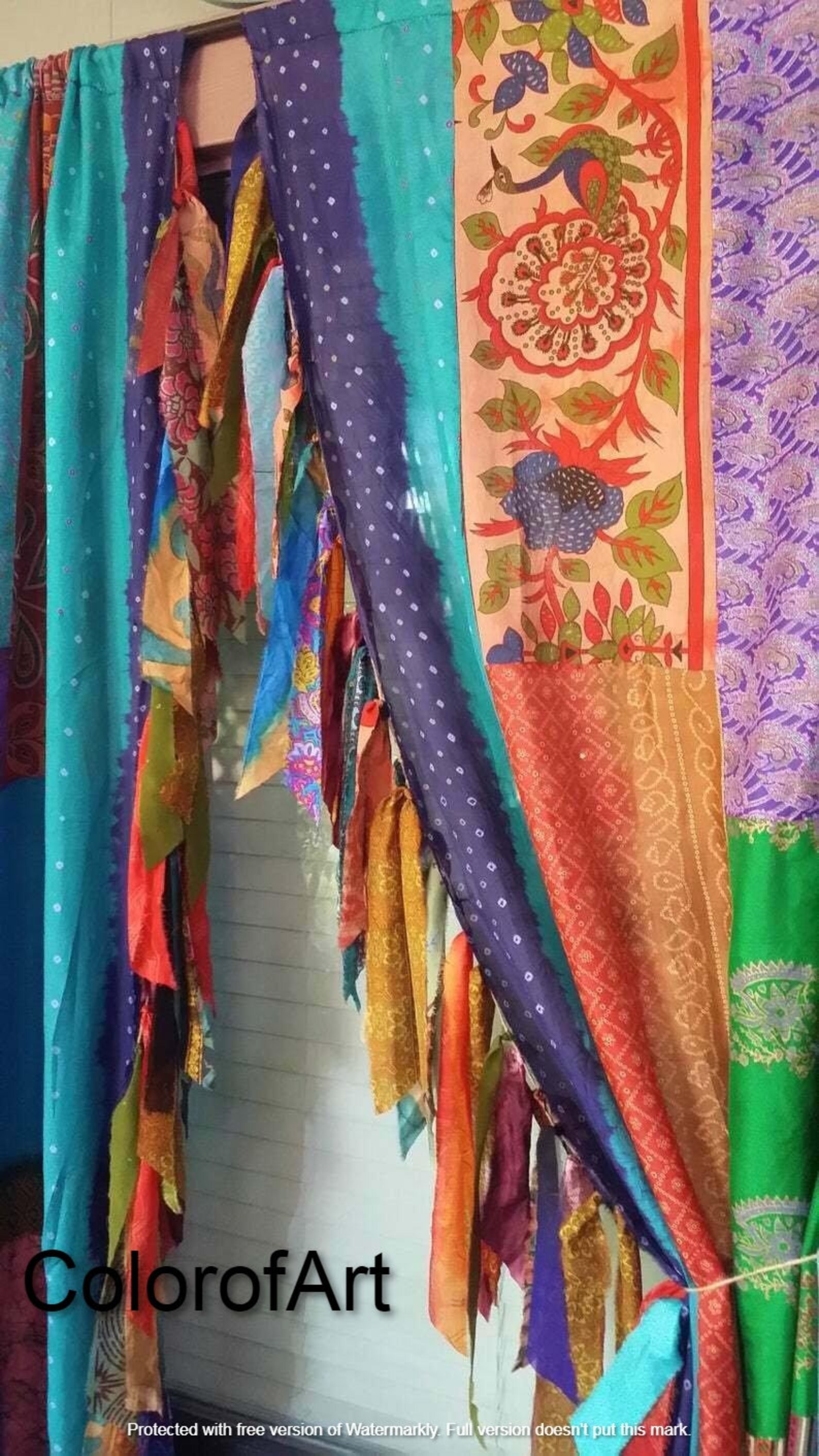 2 Pcs of Indian Curtain Saree Silk Curtain Sari Boho Curtain - Etsy