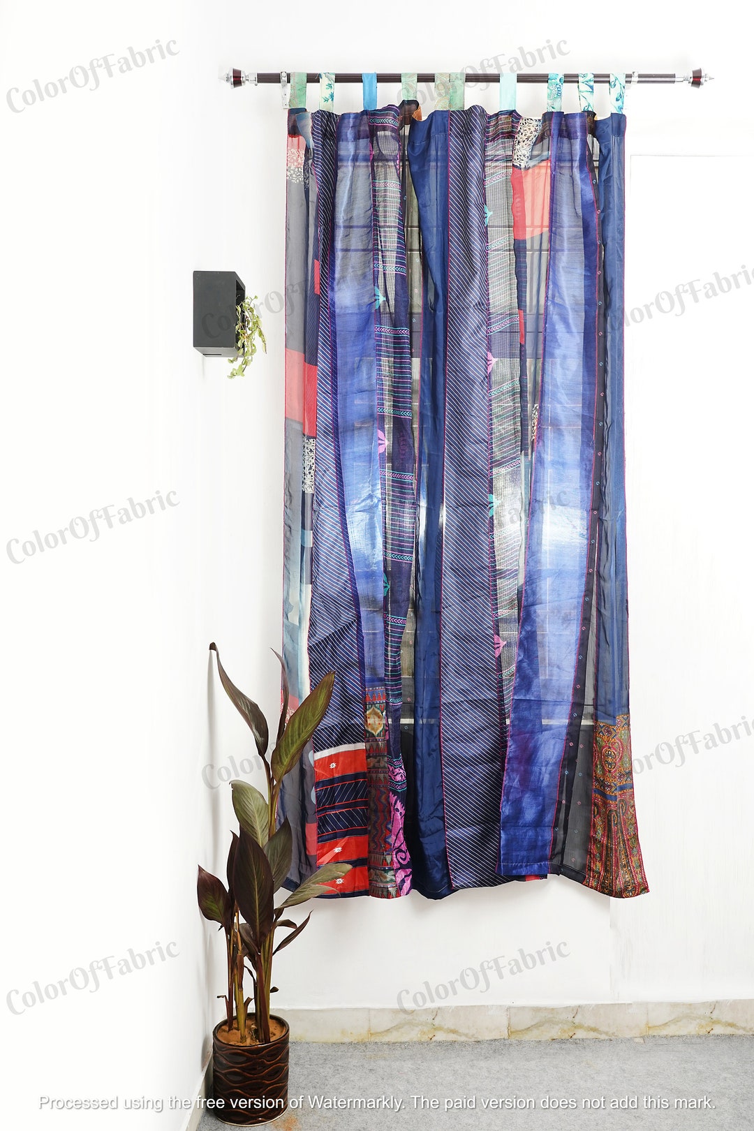 EXPRESS SERVICE of Indian Vintage Old Silk Sari Fabric Handmade Curtain ...
