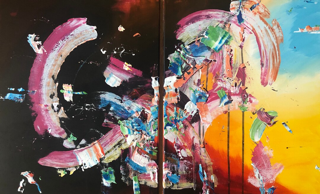 Two Panel Diptych Abstract Painting Original Abstract Painting Canvas ...