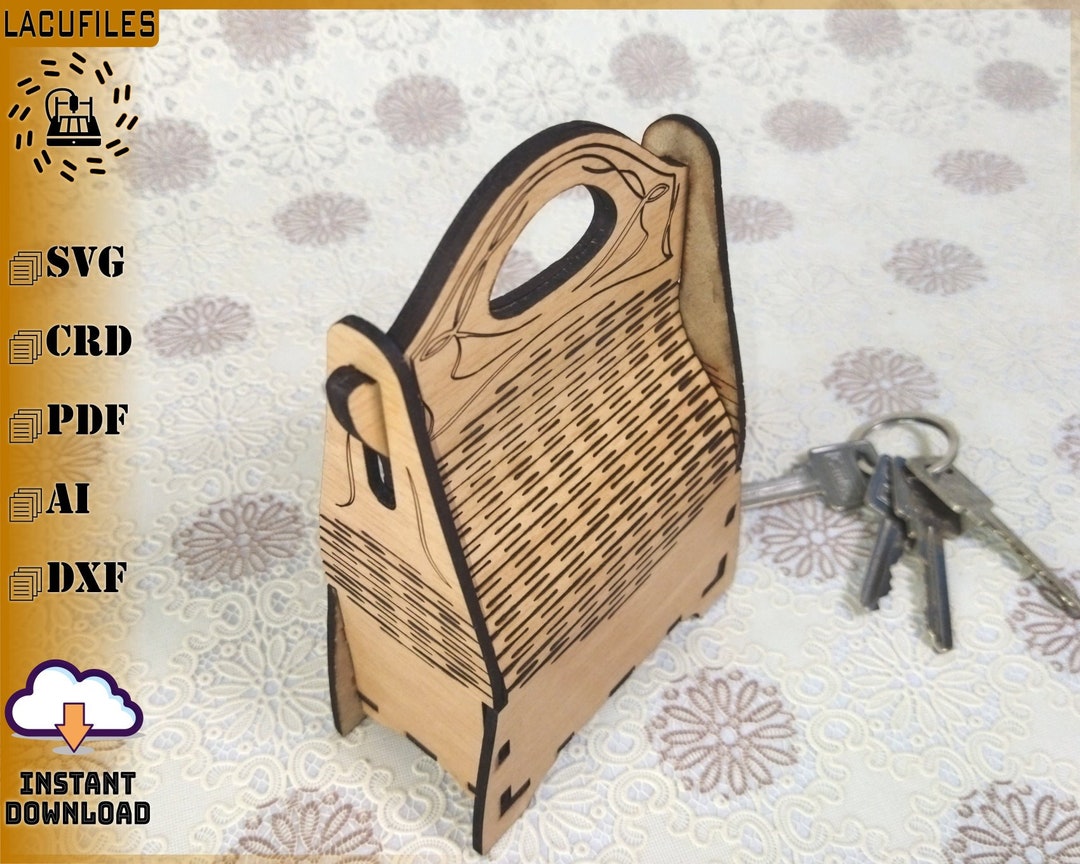 Flexible Wallet for Laser Cut, Wood Bag, Vector Bags, Live Hinged ...