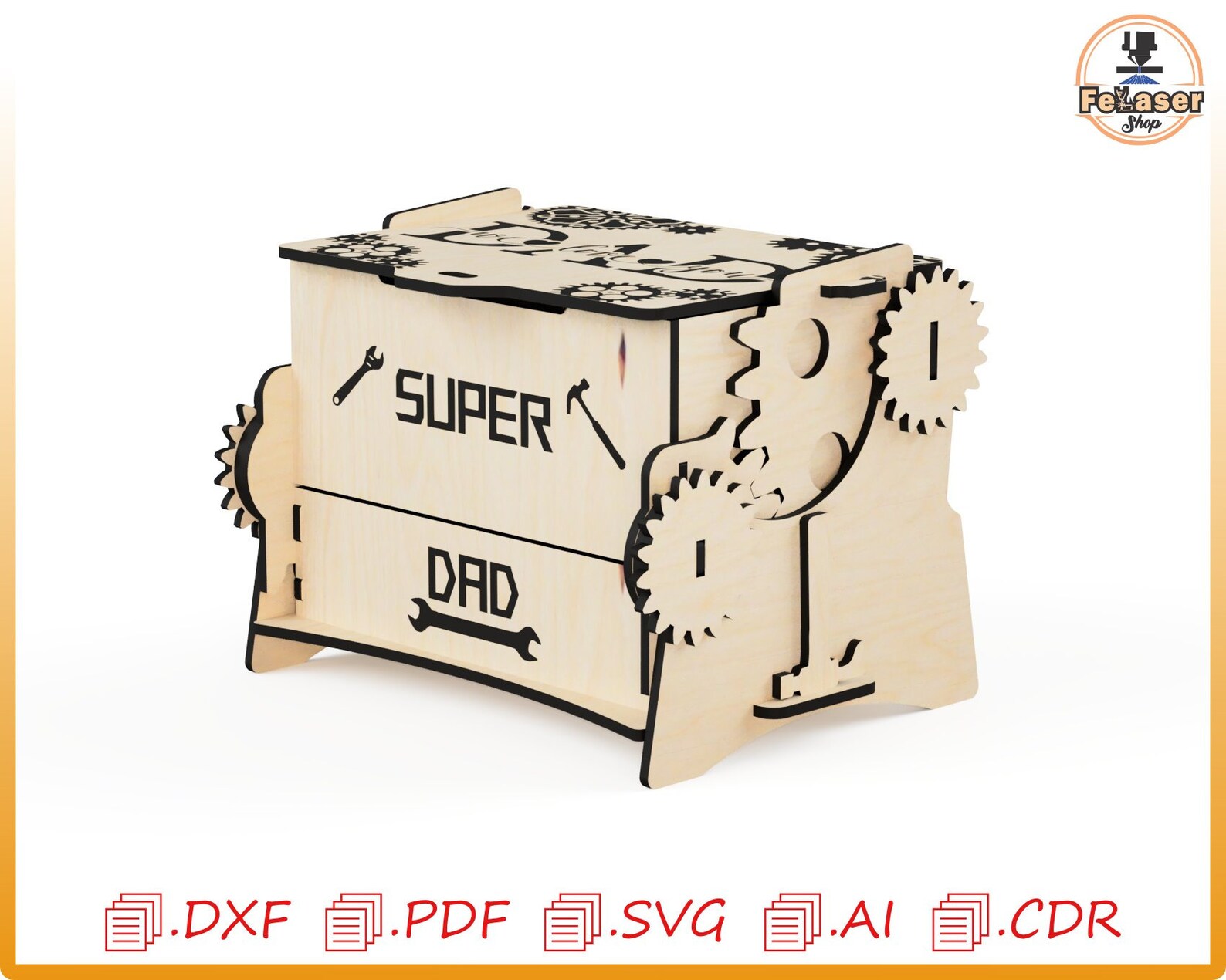 Personalized Mechanical Dad Box: Laser Cut Wood Template (digital ...