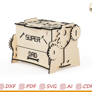 Personalized Mechanical Dad Box: Laser Cut Wood Template (digital ...