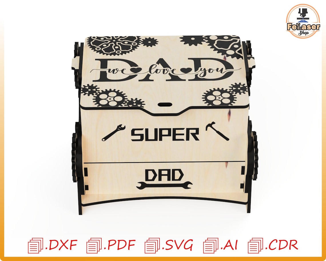 Personalized Mechanical Dad Box: Laser Cut Wood Template (digital ...