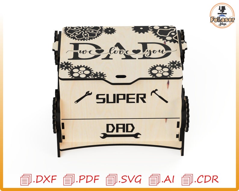 Personalized Mechanical Dad Box: Laser Cut Wood Template (digital ...
