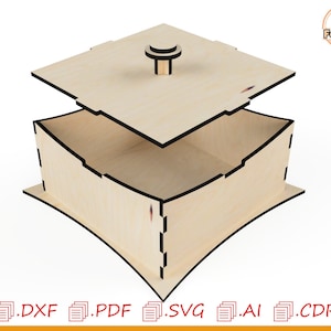 Square Box for Cnc Laser Cutting, Home Storage and Organization, Cnc ...