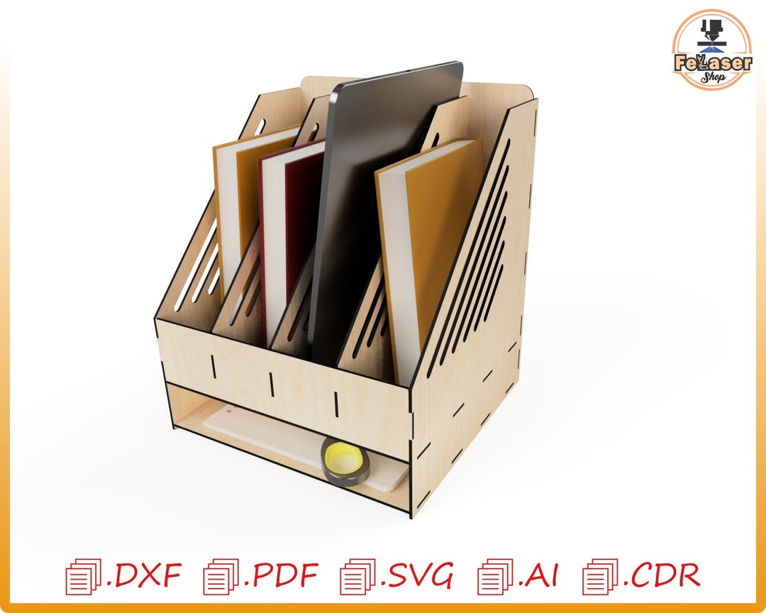 DESKTOP ORGANIZER for Laser Cutting / Notebook Holder, Sheet and Pencil ...