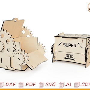 Personalized Mechanical Dad Box: Laser Cut Wood Template (digital ...