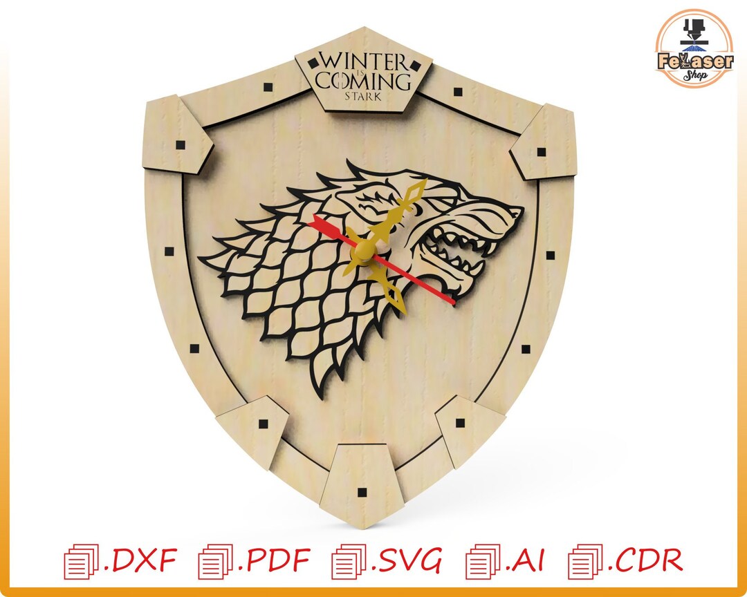 Wall Clock for Laser Cutting/ Game of Thrones Clock/ Vector Files for ...
