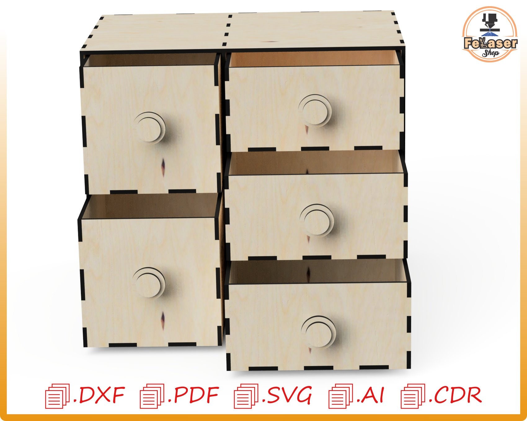 Organizer Box With Drawers for Laser Cutting/ Vector Product - Etsy