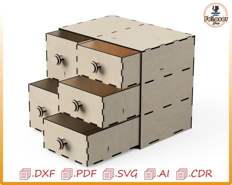 Organizer Box With Drawers for Laser Cutting/ Vector Product - Etsy