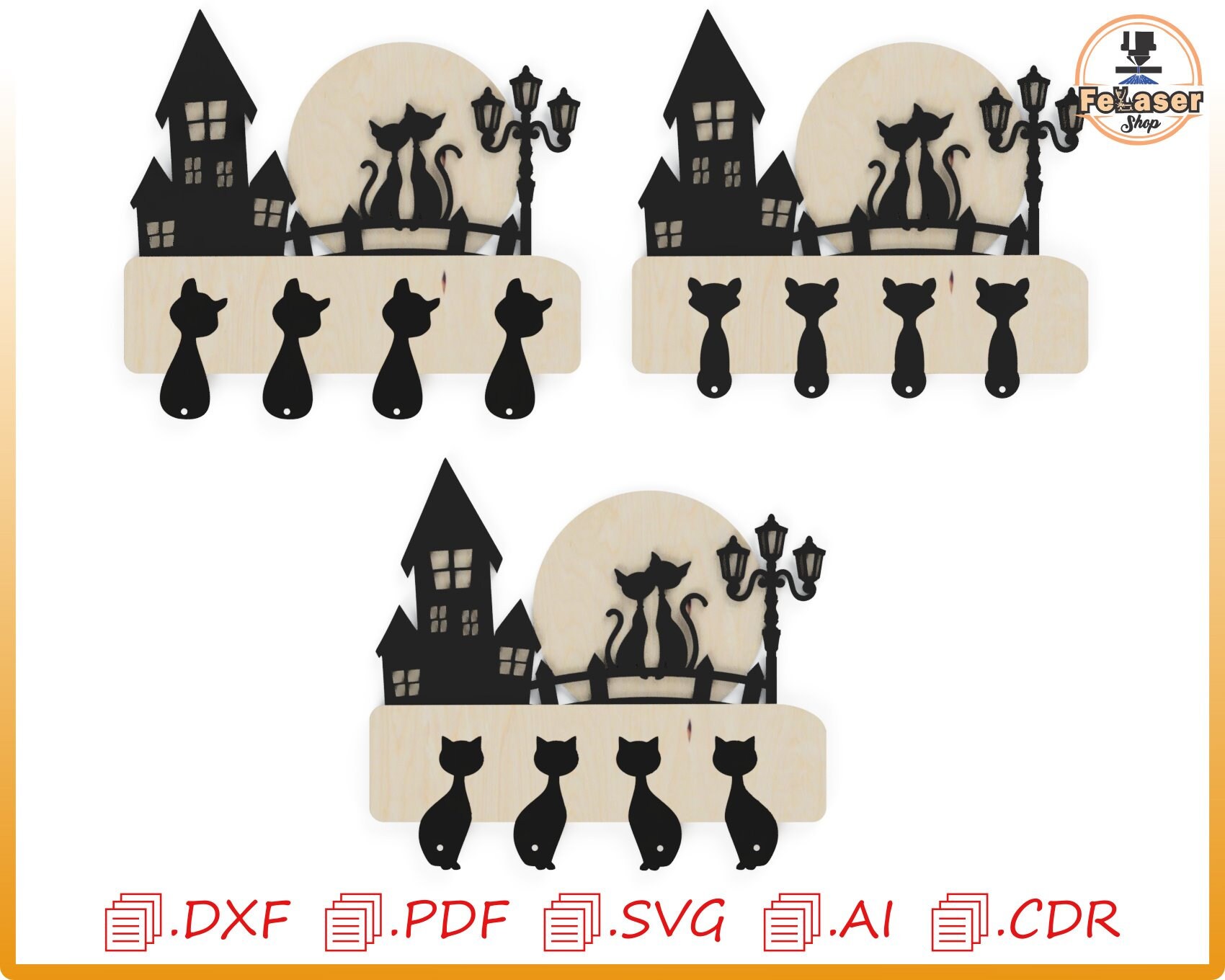 Cat Key Holder for Laser Cutting/ Cats in Love / Vector Files - Etsy