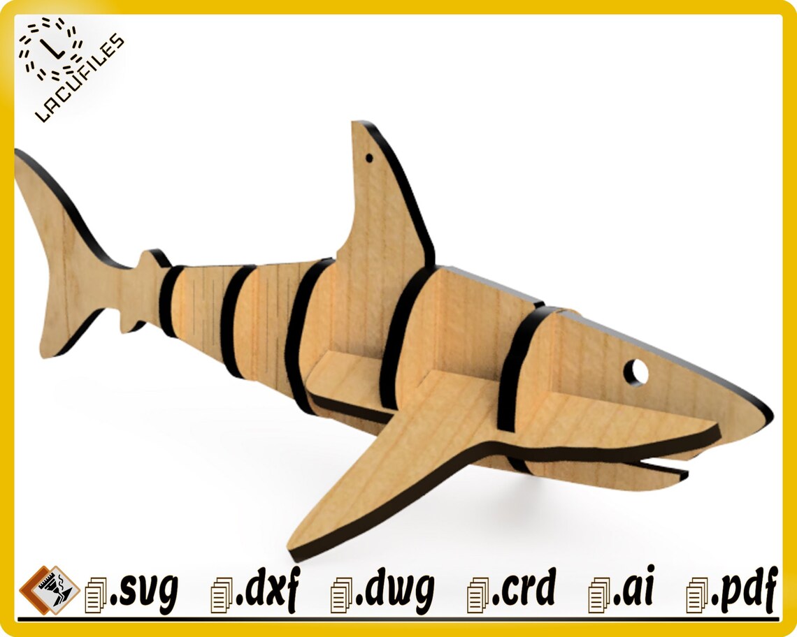 Shark laser cutting vector files dxf svg cdr pdf cnc pattern | Etsy