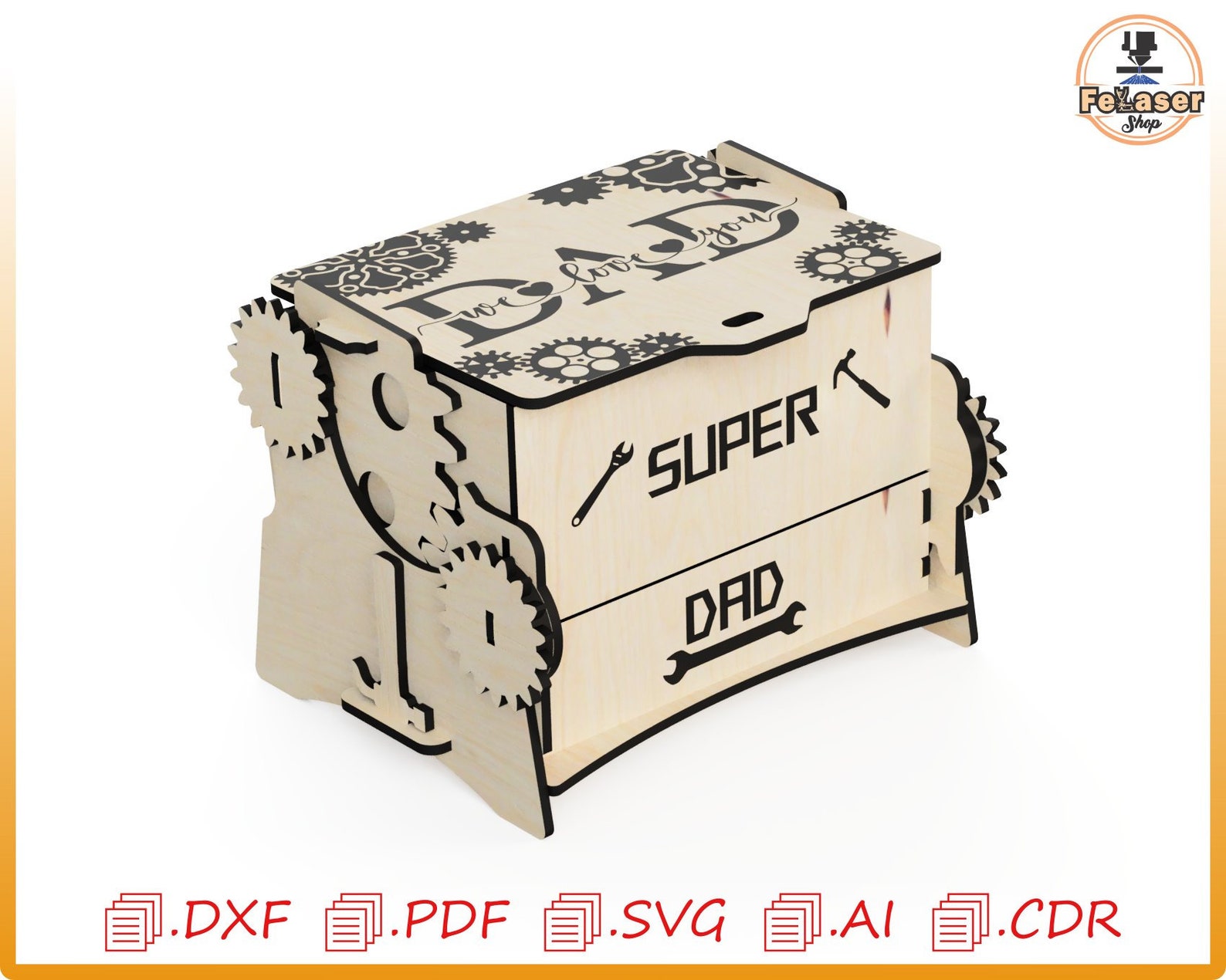 Personalized Mechanical Dad Box: Laser Cut Wood Template (digital ...
