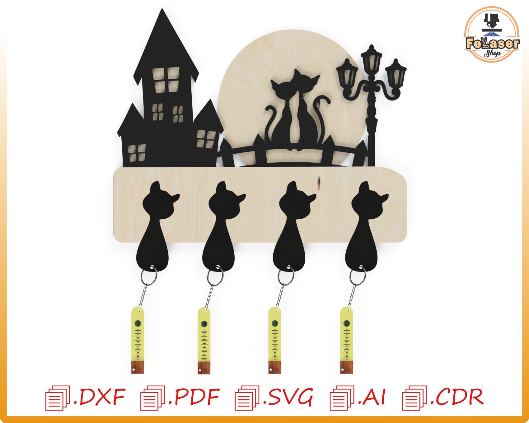 Cat Key Holder for Laser Cutting/ Cats in Love / Vector Files - Etsy