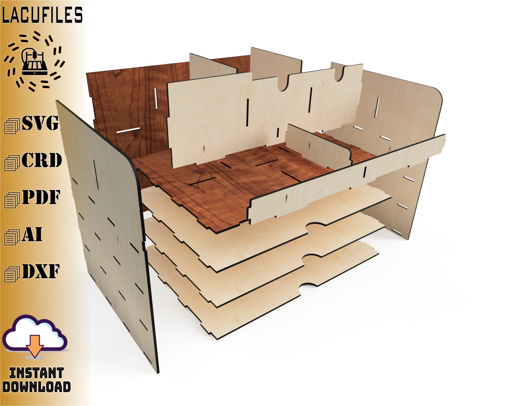 DESKTOP ORGANIZER for Laser Cutting Glowforge Cnc | Etsy