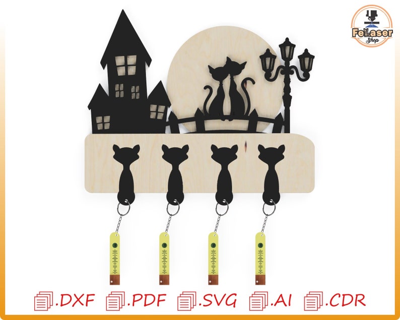Cat Key Holder for Laser Cutting/ Cats in Love / Vector Files - Etsy