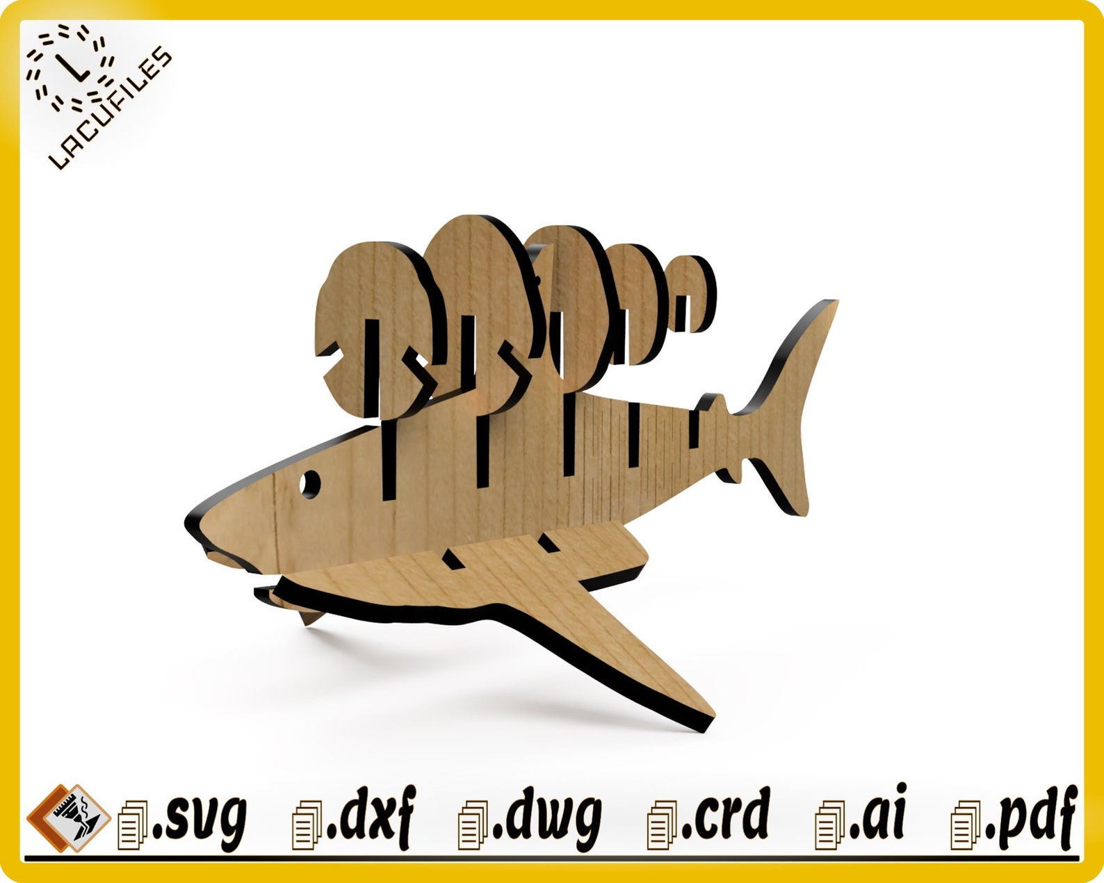 Shark laser cutting vector files dxf svg cdr pdf cnc pattern | Etsy