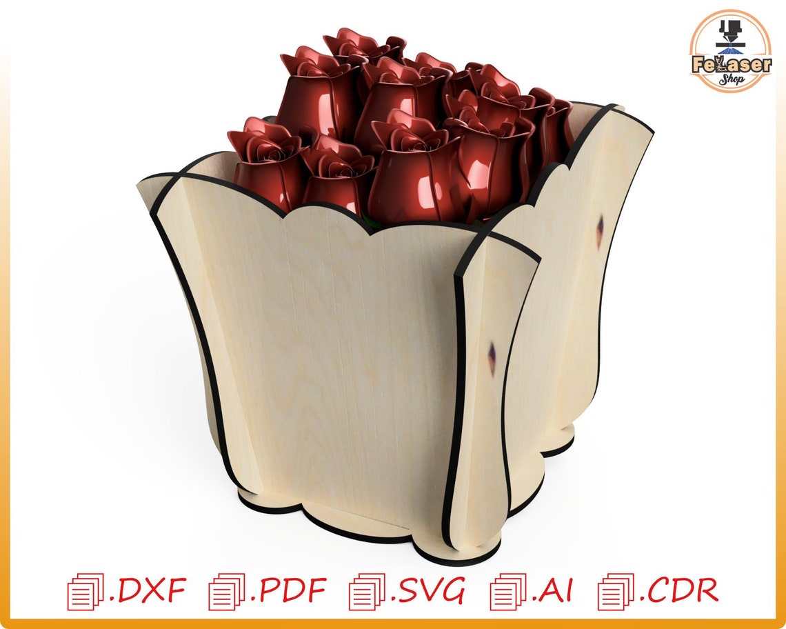 Laser Cut Flower Pot Template: SVG, CNC, Glowforge (digital File) - Etsy