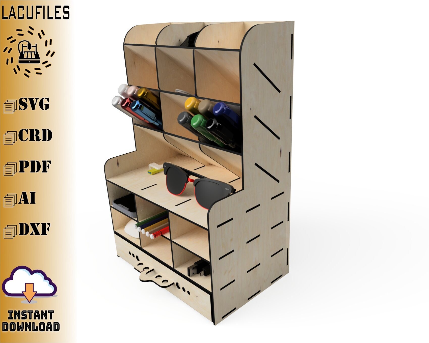 Desktop Organizer for Laser Cutting Vector Files Cnc Art - Etsy