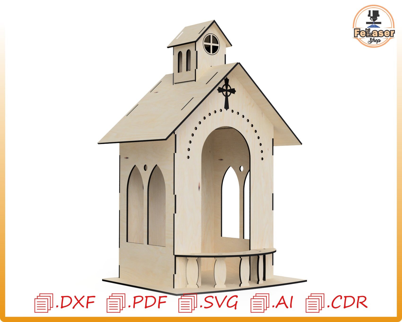 Religious House for Laser Cutting Church for Laser Cutting - Etsy
