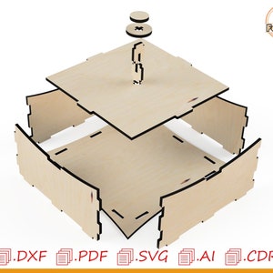 Square Box for Cnc Laser Cutting, Home Storage and Organization, Cnc ...