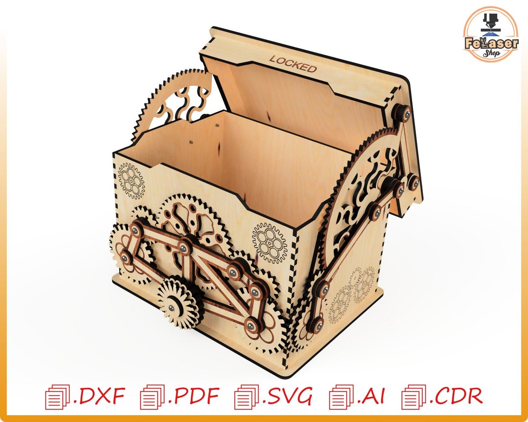 Laser Cut Mechanical Gear Box Plan: CNC Decorative Chest (digital File ...