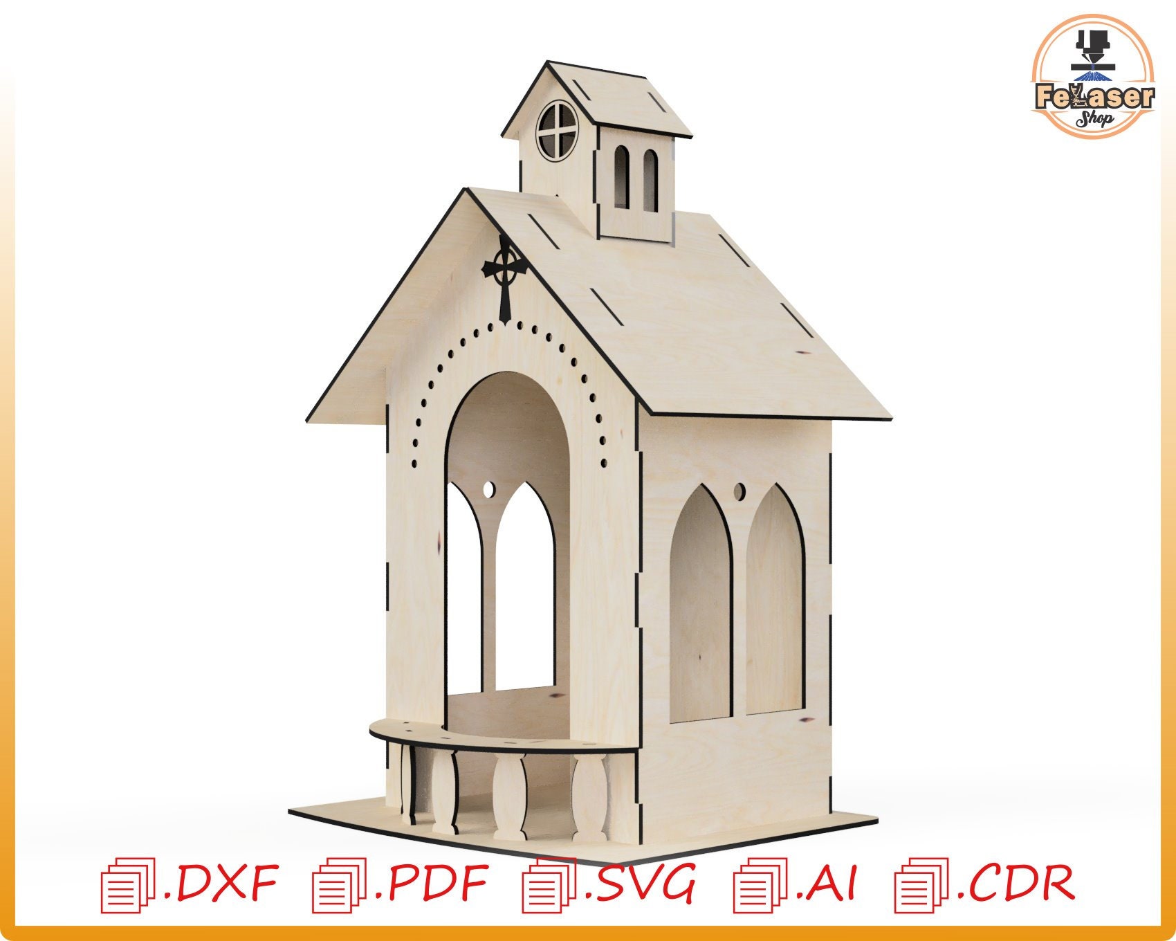Religious House for Laser Cutting Church for Laser Cutting - Etsy