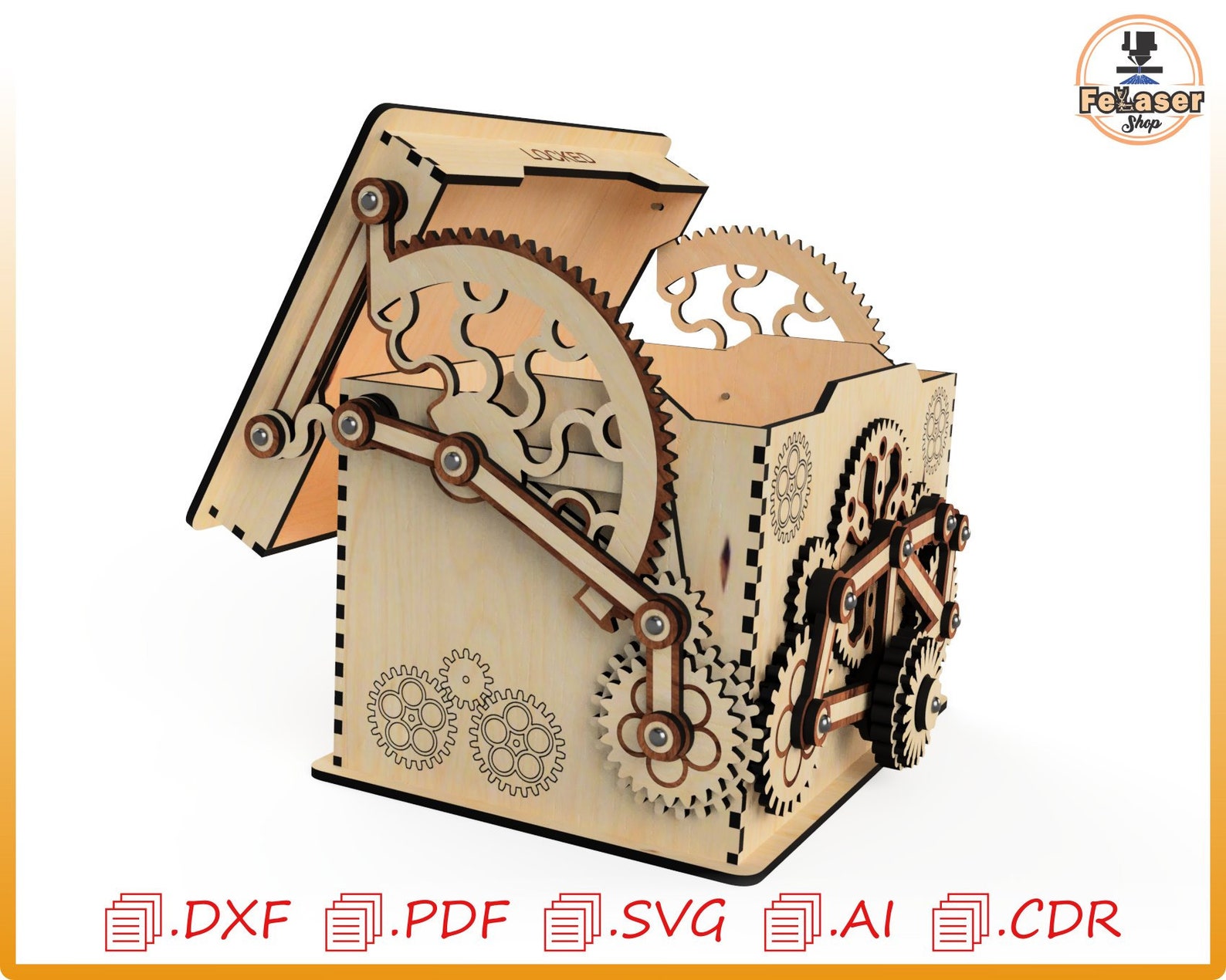 Laser Cut Mechanical Gear Box Plan: CNC Decorative Chest (digital File ...