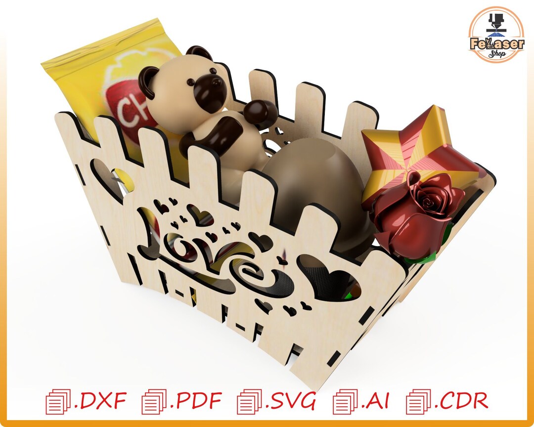 Love Basket for Laser Cutting, Valentine's Day, Fan Basket, Gift for ...
