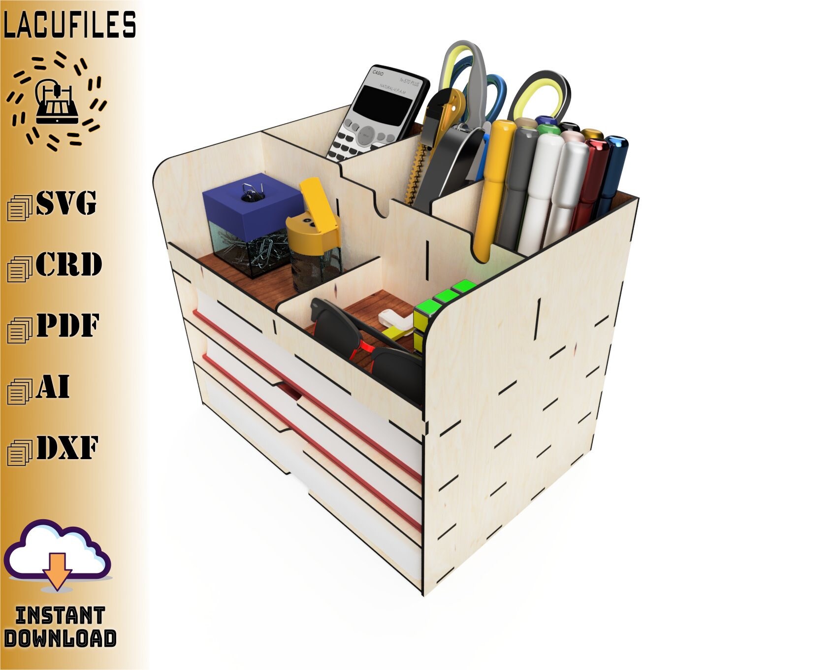 DESKTOP ORGANIZER for Laser Cutting Glowforge Cnc | Etsy