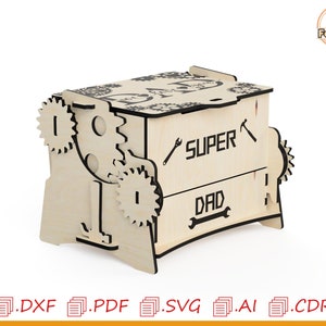 Personalized Mechanical Dad Box: Laser Cut Wood Template (digital ...