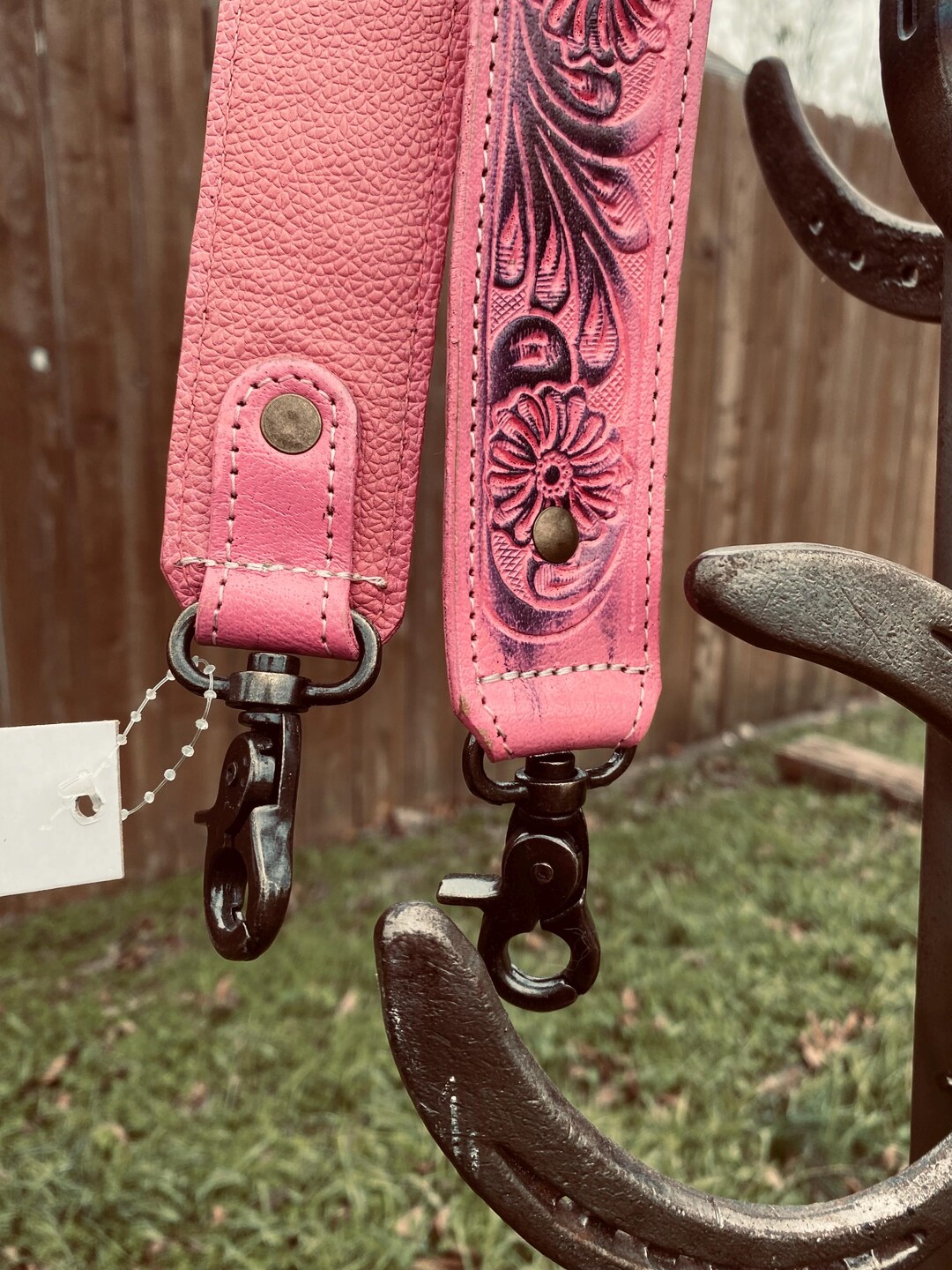 Tooled Leather Pink Purse Strap - Etsy
