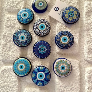 Evil Eye Magnet, House Protection, Fridge Magnet, New Home Gifts, Glass ...