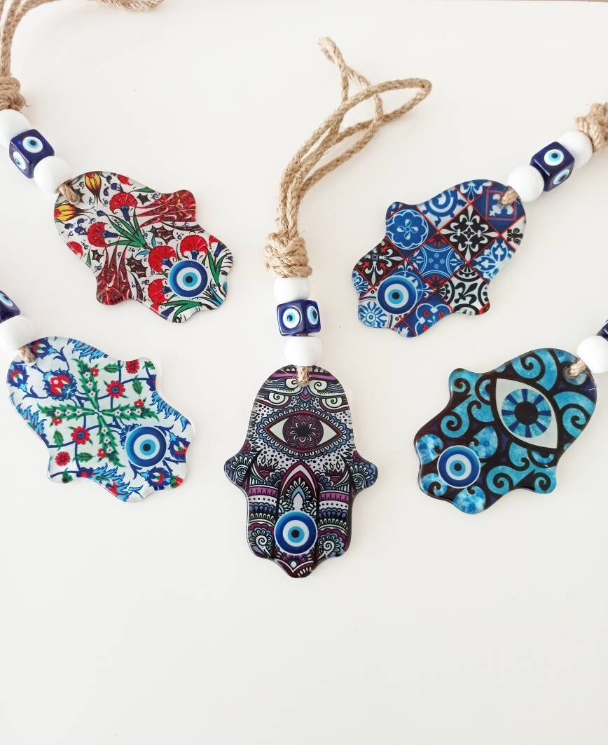 Hamsa Wall Hanging Evil Eye and Hamsa Car Charm Turkish | Etsy