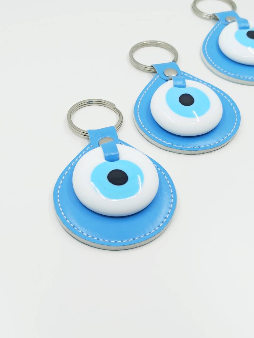 Evil Eye Keychain, Evil Eye Keyring, Evil Eye Bag Charm, Car Accessory, Vegan Leather Keyring ...