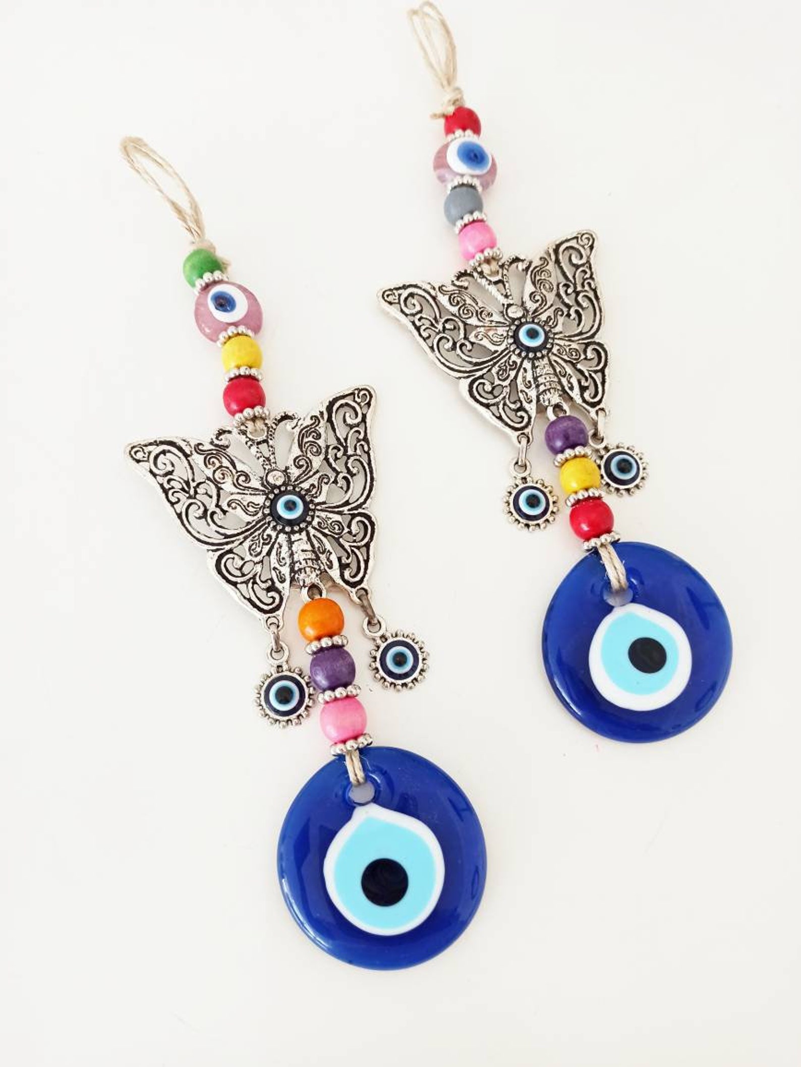 Evil Eye Wall Decor With Butterfly, Metal Butterfly Hanging, Turkish ...