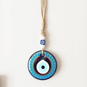 Evil Eye Wall Hanging, Turkish Eye Decor, Nazar Amulet, Blue Evil Eye ...