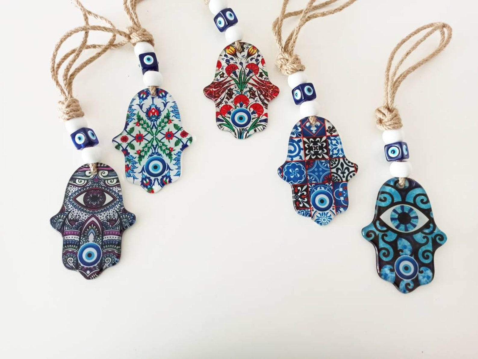 Hamsa Wall Hanging Evil Eye and Hamsa Car Charm Turkish | Etsy