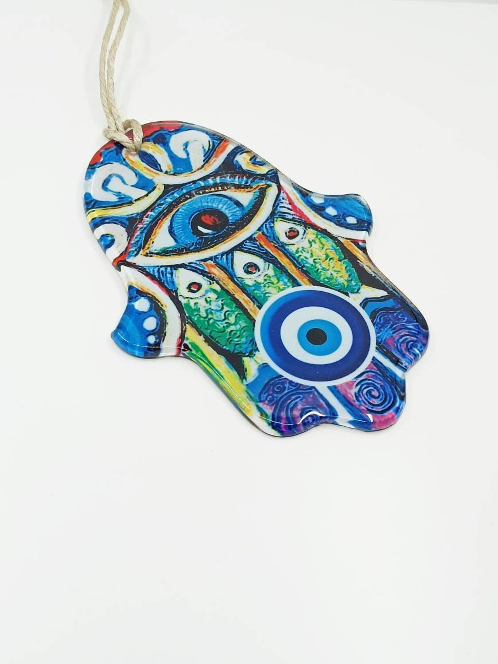 Hamsa Home Decor Hamsa Hand Art Hamsa and Evil Eye Glass | Etsy