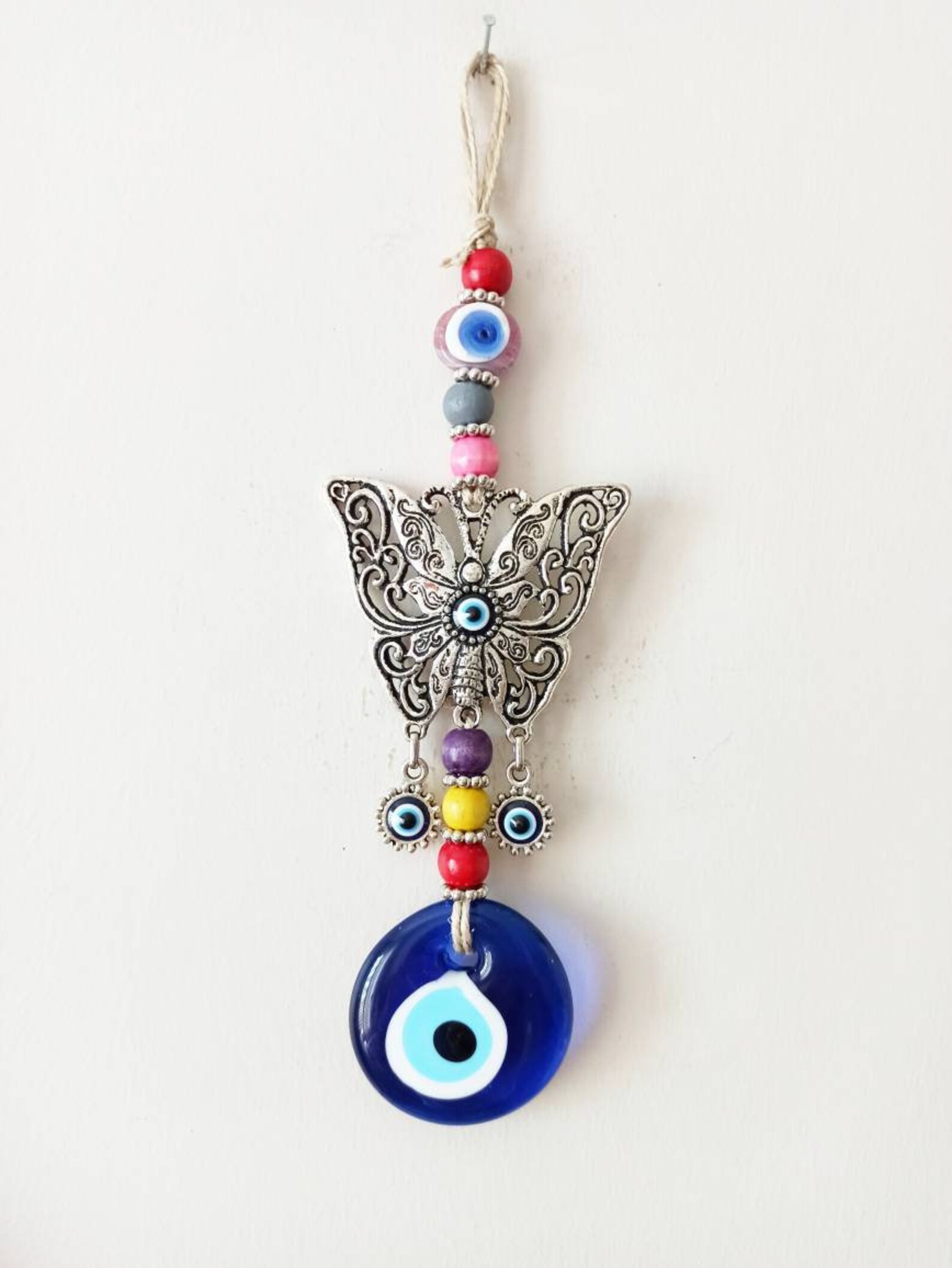 Evil Eye Wall Decor With Butterfly, Metal Butterfly Hanging, Turkish ...